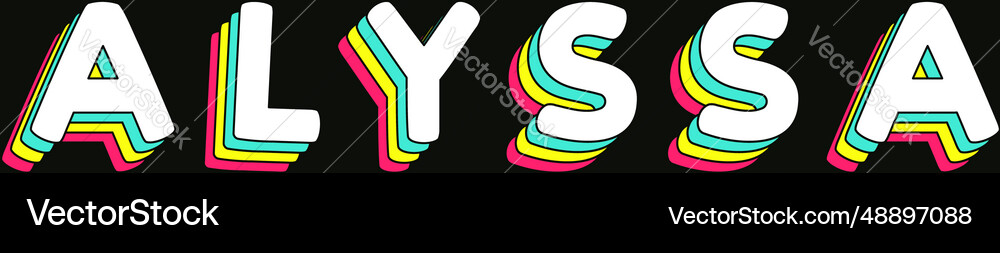 Alyssa - retro rainbow typography faded style Vector Image