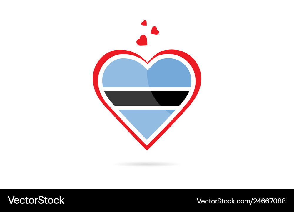 Botswana country flag inside love heart creative Vector Image