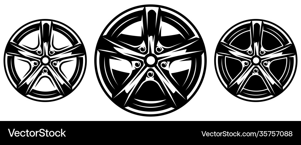 Car metal rim set Royalty Free Vector Image - VectorStock