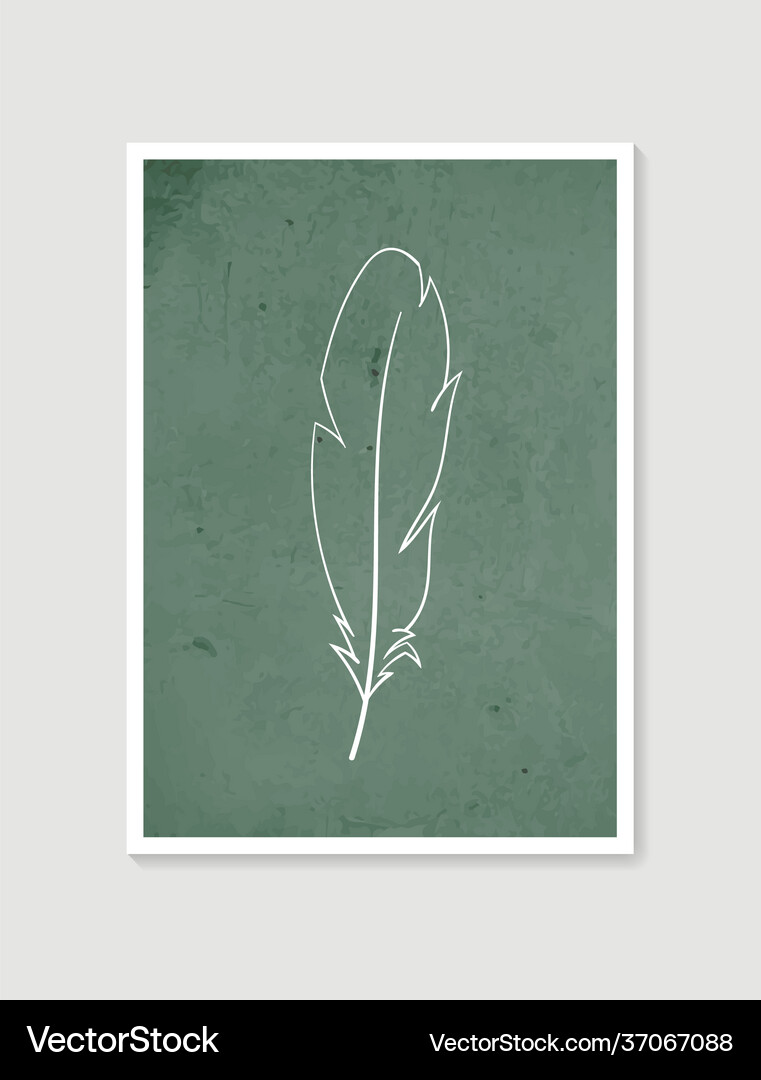 Feather wall art minimal and natural Royalty Free Vector
