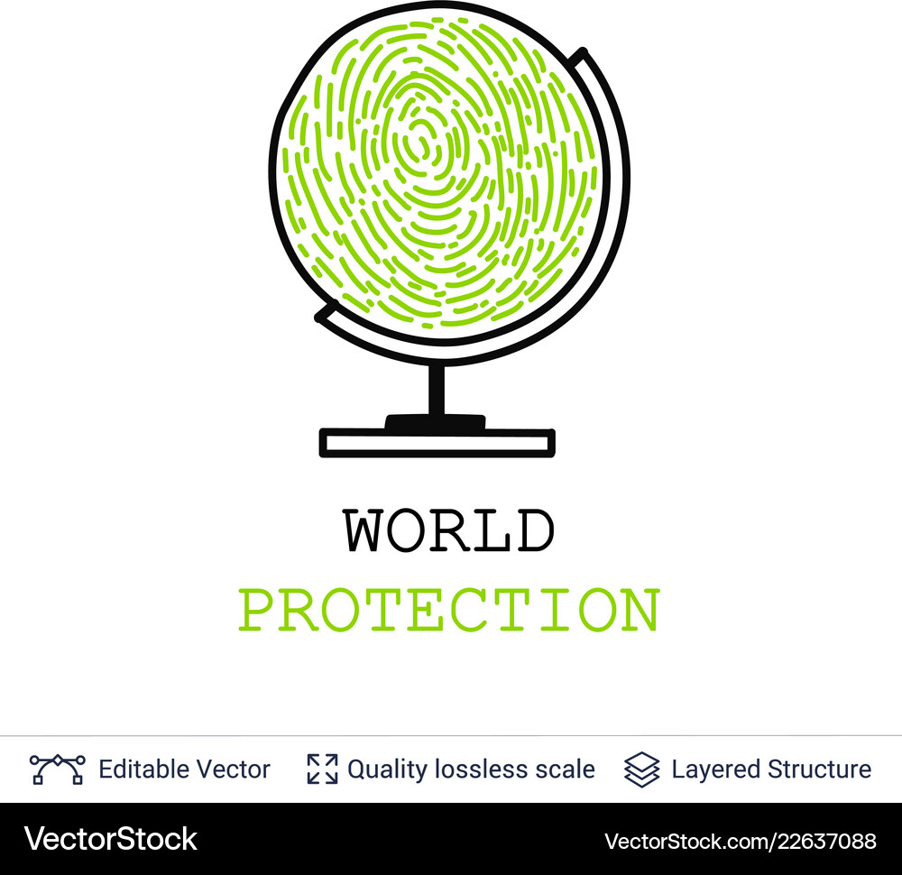 Finger print in globe isolated on white Royalty Free Vector