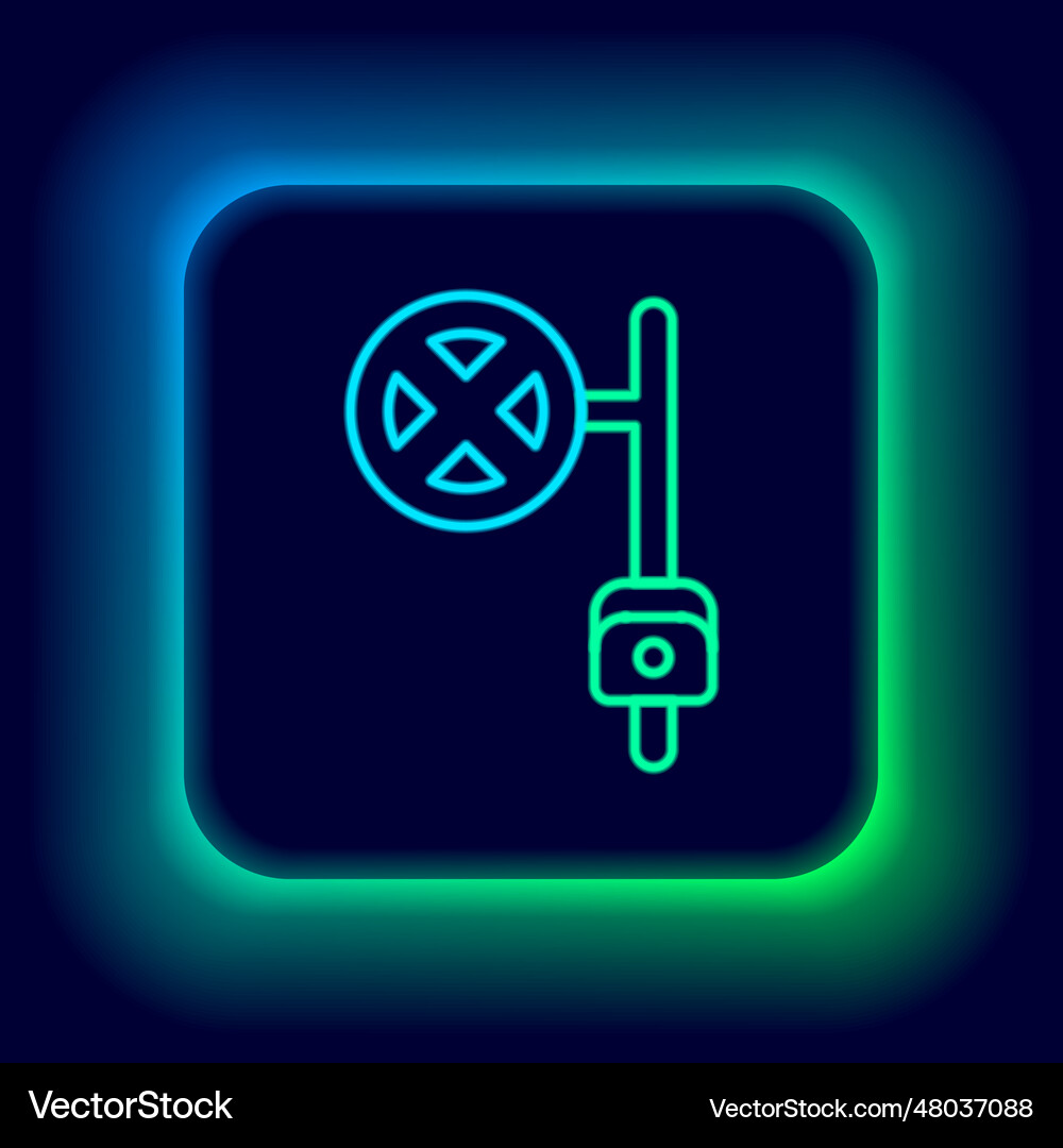 Glowing neon line stop sign with camera icon Vector Image