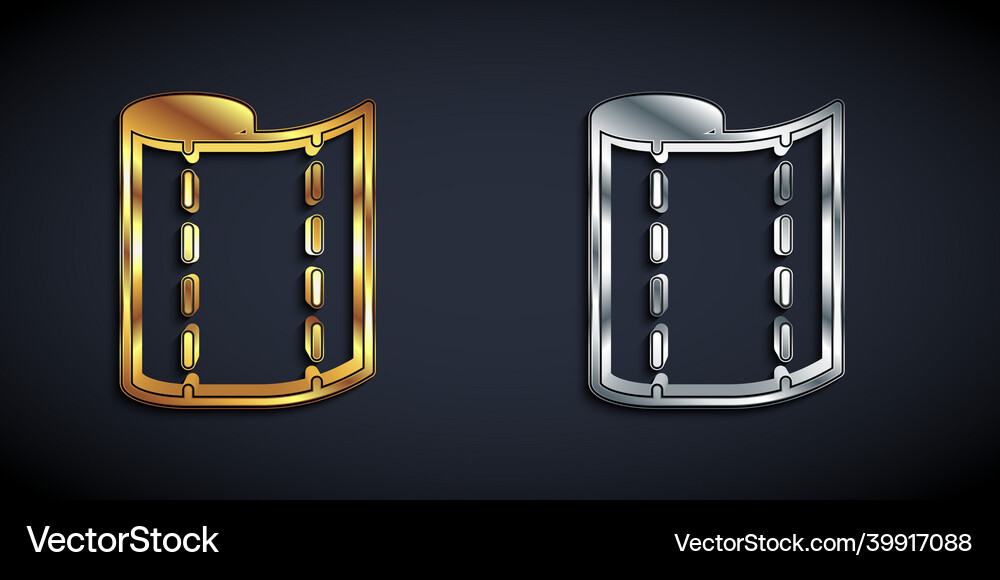 Gold and silver textile fabric roll icon isolated Vector Image