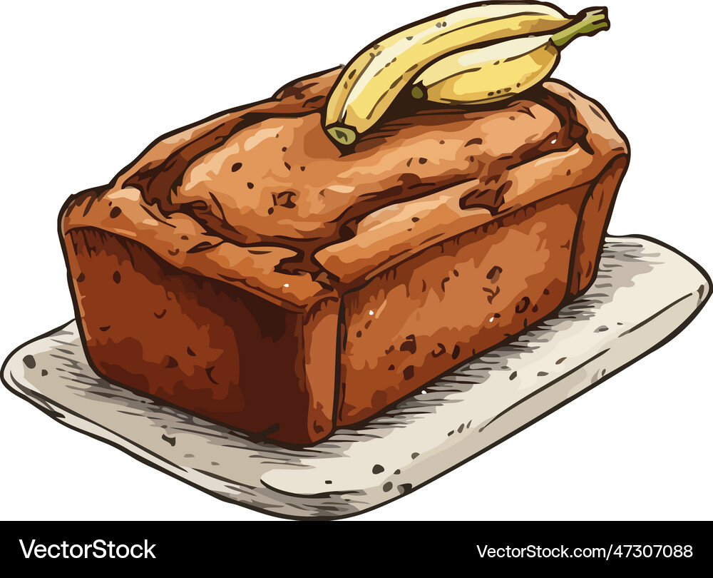 Gourmet banana dessert with bread Royalty Free Vector Image