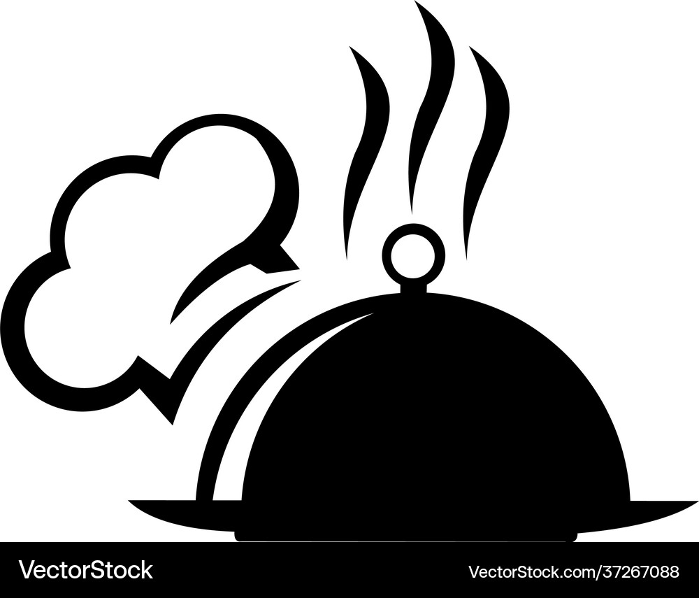 Hat chef and tray logo template restaurant icon Vector Image