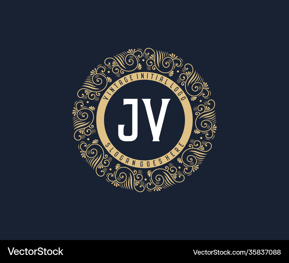 Initial jv antique retro luxury victorian Vector Image
