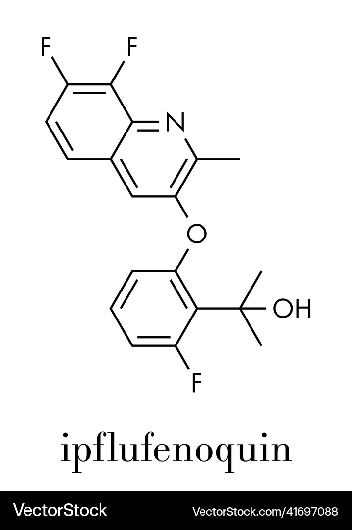 Ipflufenoquin fungicide molecule skeletal formula Vector Image