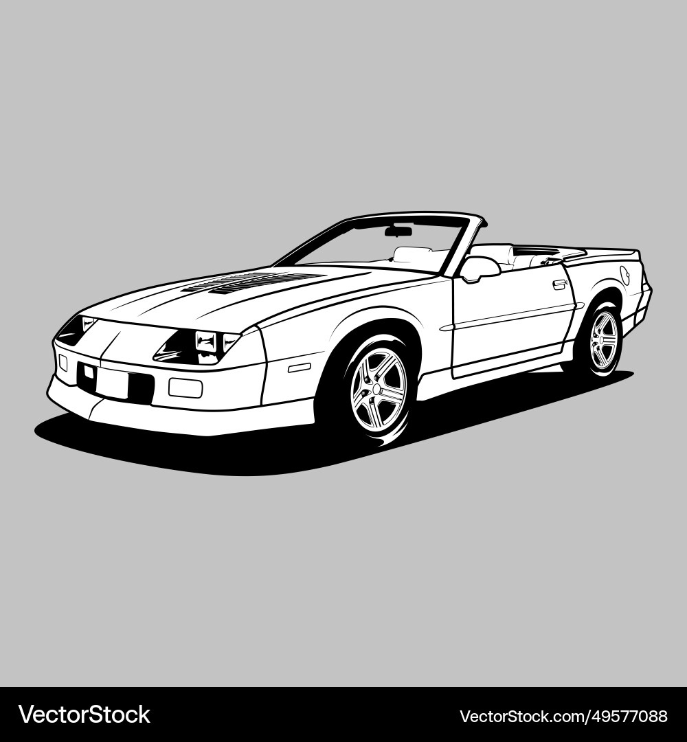 Iroc-z convertible black and white Royalty Free Vector Image