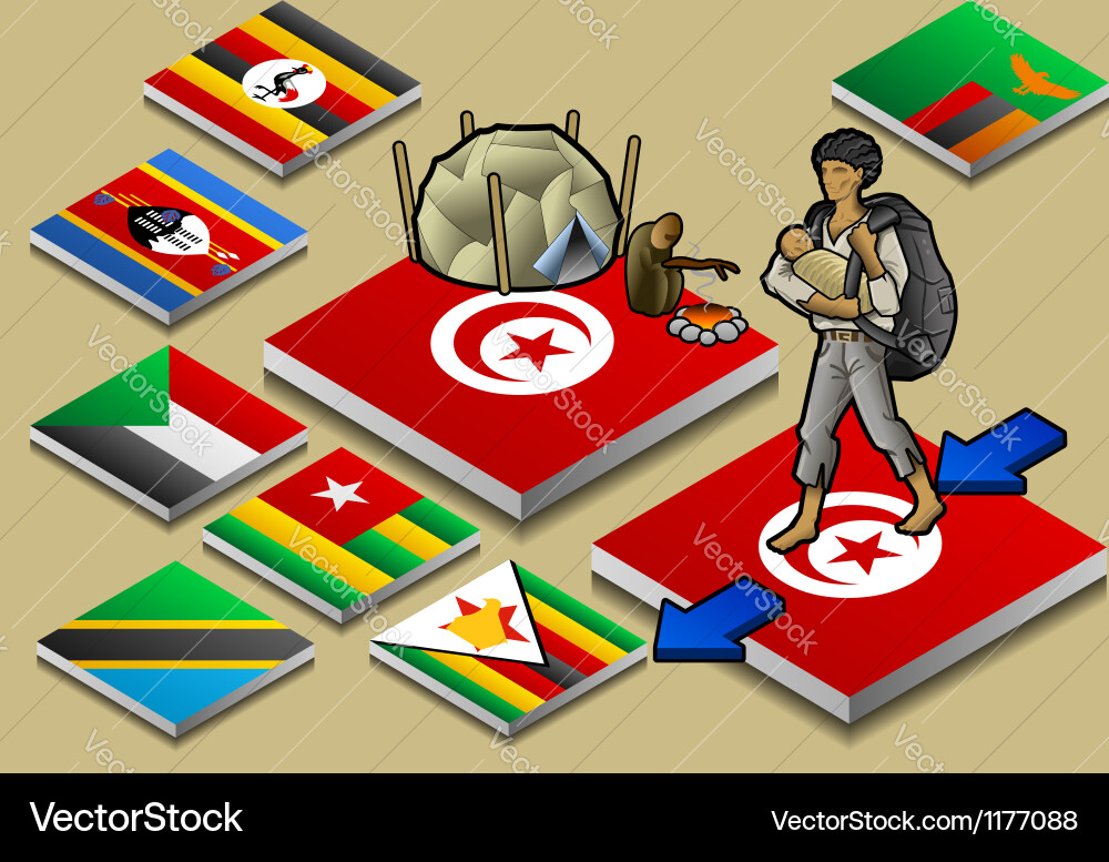 Isometric representation of emigration and refugee