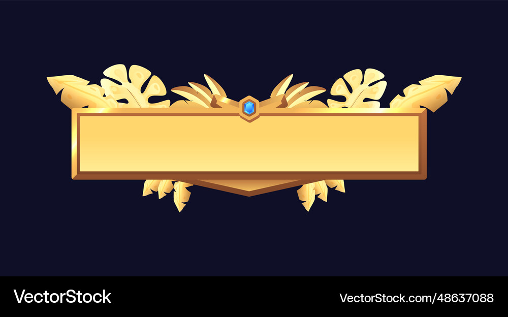 Metal frame board with embossed leaves realistic Vector Image