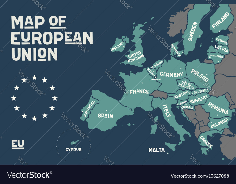 Poster map of the european union with country Vector Image