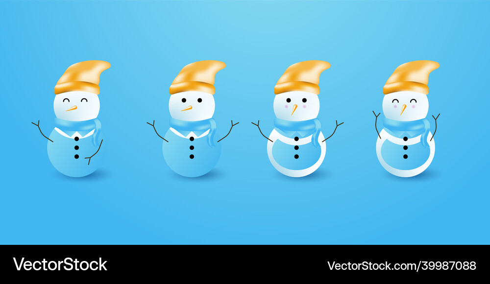 Snowman collection christmas character Royalty Free Vector