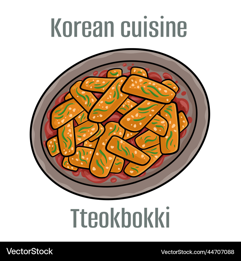 Tteokbokki it is usually made with rice cake Vector Image