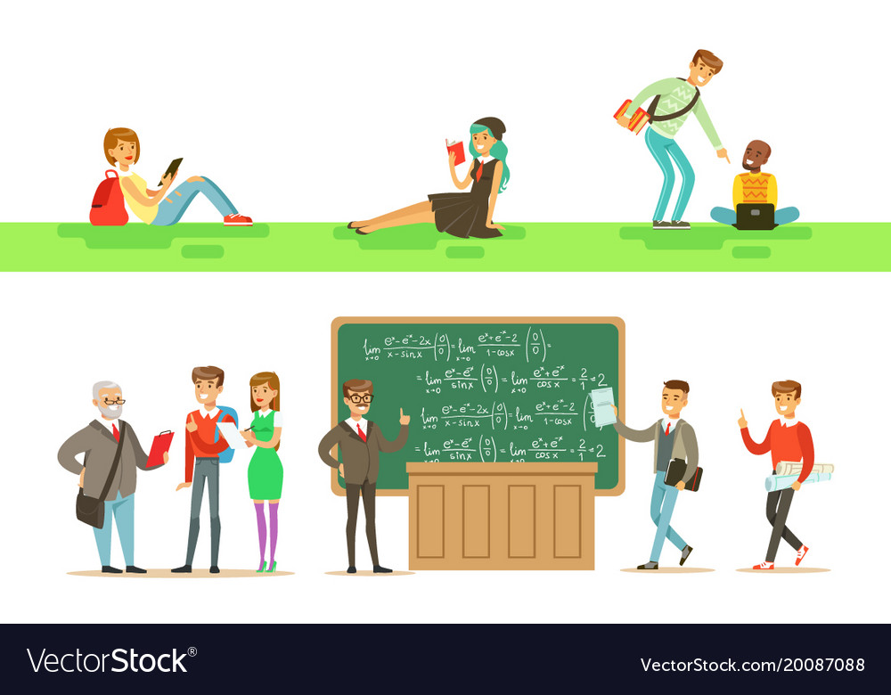 University education students and professors set Vector Image University education students and professors set Vector Image