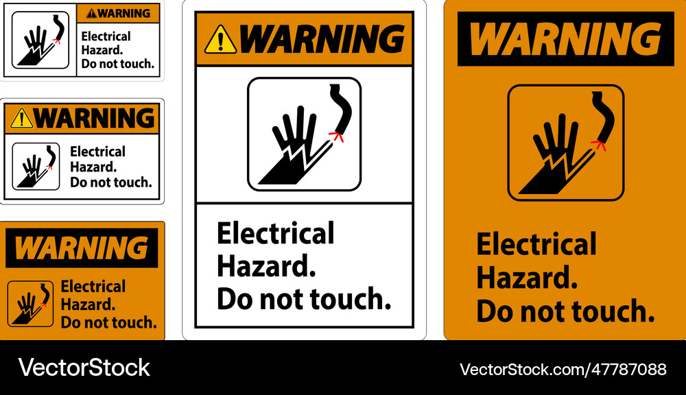 Warning sign electrical hazard do not touch Vector Image