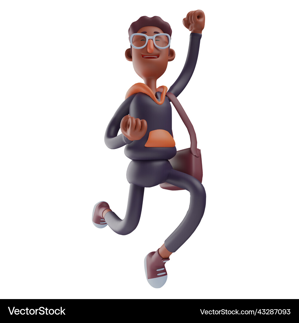 3d student cartoon character showing jumping poses