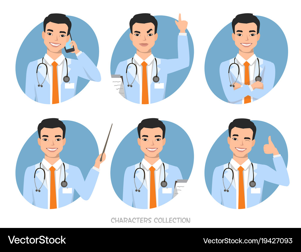 Asian doctor with a stethoscope Royalty Free Vector Image