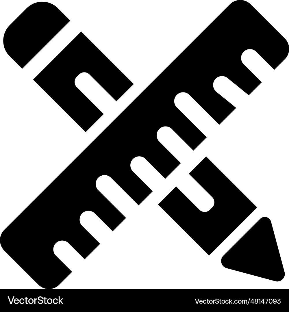 Black filled ruler and pencil icon isolated Vector Image