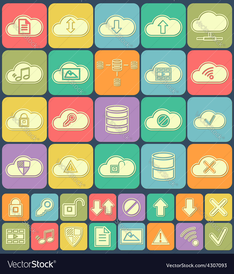 Cloud storage data analysis database network Vector Image
