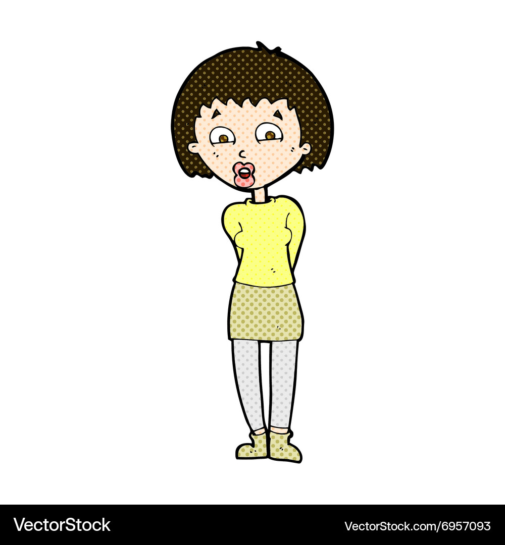 Comic cartoon surprised woman Royalty Free Vector Image