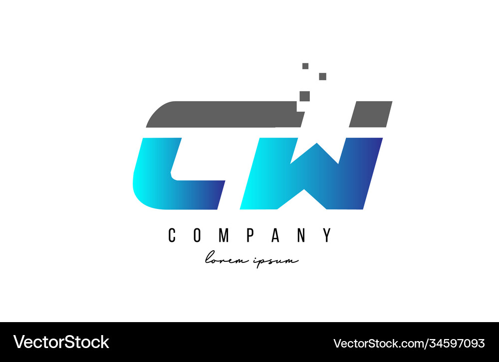 Cw c w alphabet letter logo combination in blue Vector Image