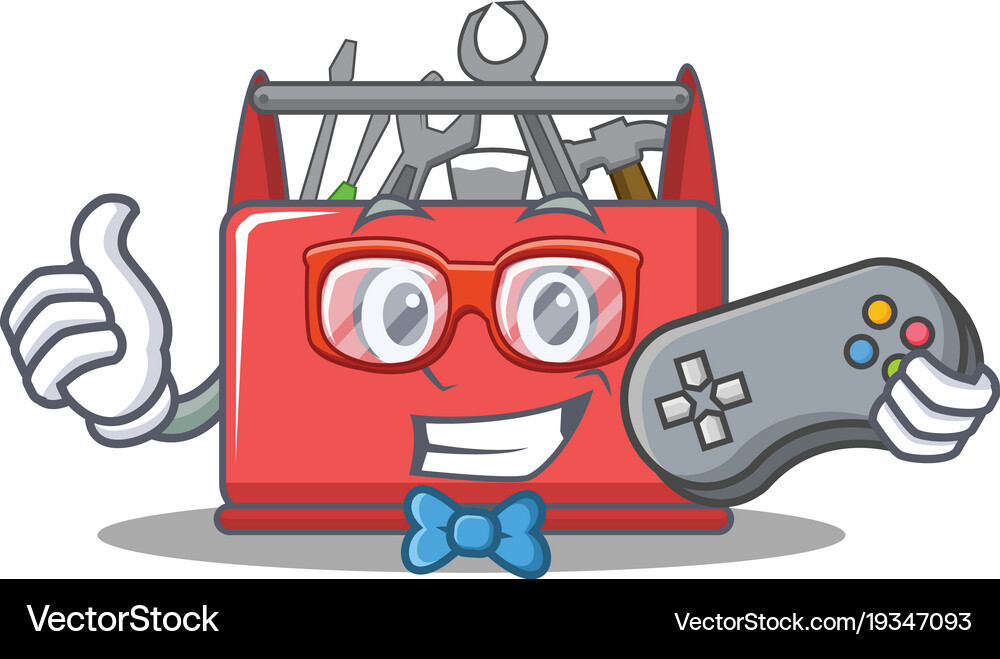 Gamer tool box character cartoon Royalty Free Vector Image