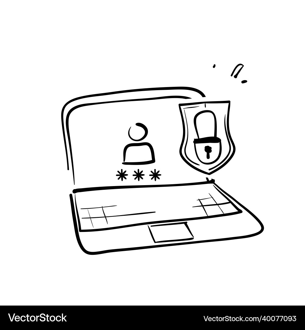 Hand drawn doodle online cyber protection icon Vector Image