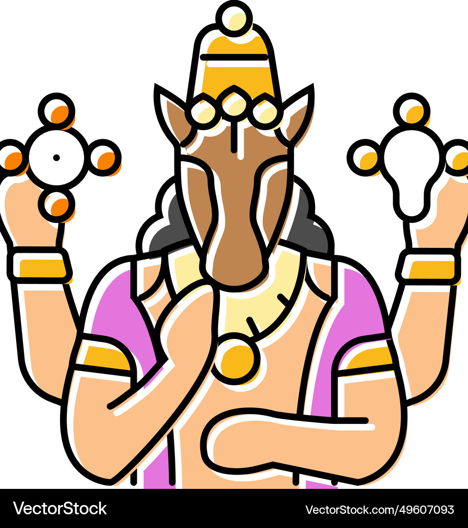 Hayagreeva god indian color icon Royalty Free Vector Image