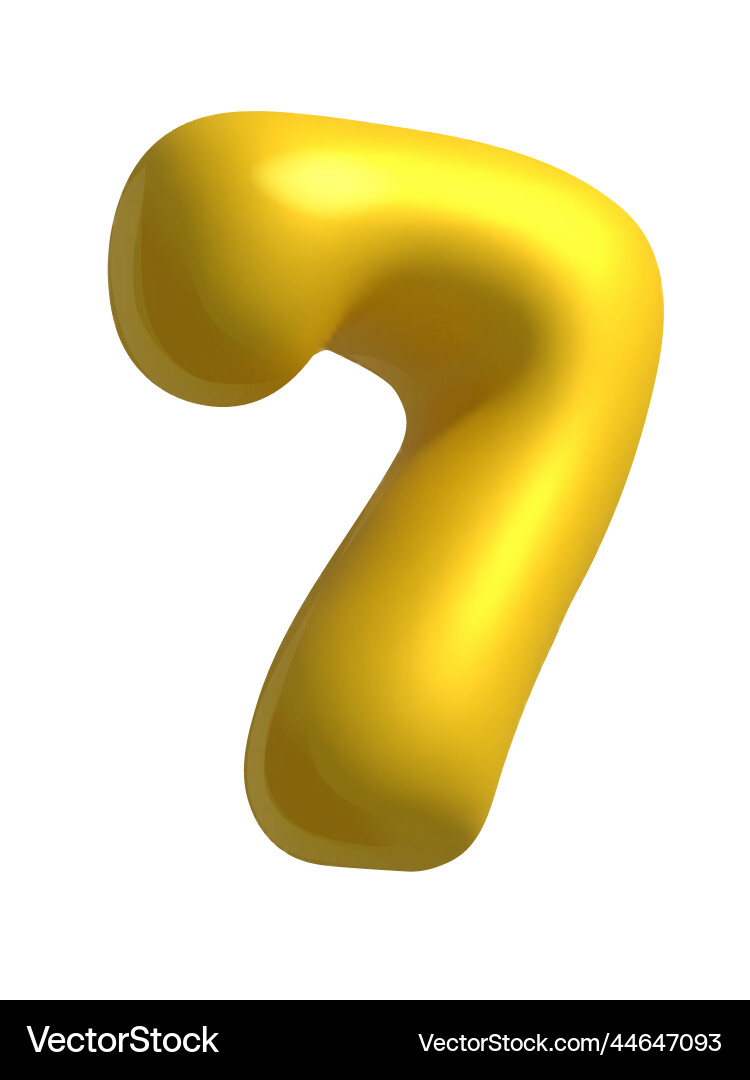 Number 7 seven seven cartoon realistic Royalty Free Vector