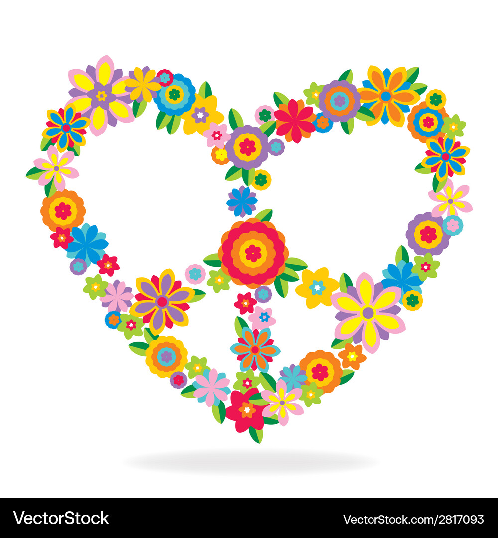 Peace heart sign made flowers Royalty Free Vector Image
