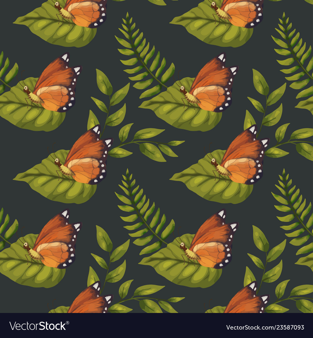 Seamless pattern with cute 3d insect Royalty Free Vector