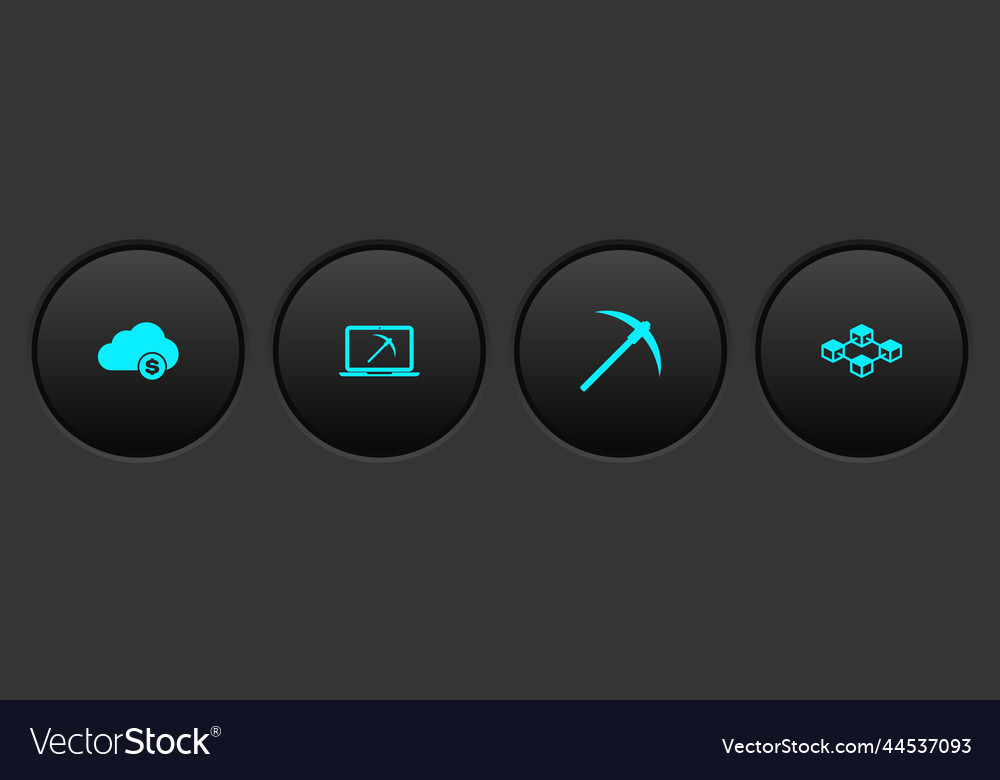 Set cryptocurrency cloud mining mining Royalty Free Vector