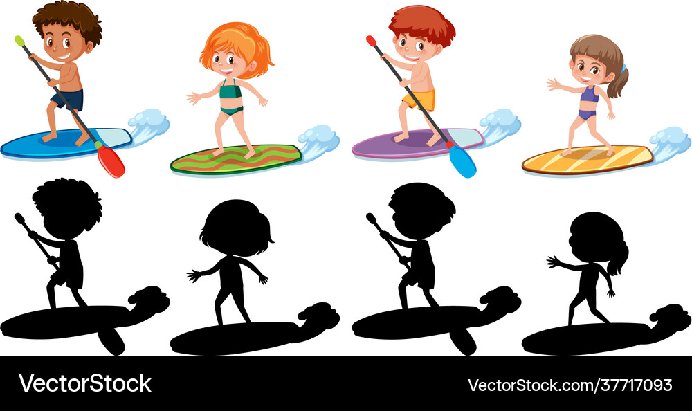 Set different kids cartoon character in summer Vector Image