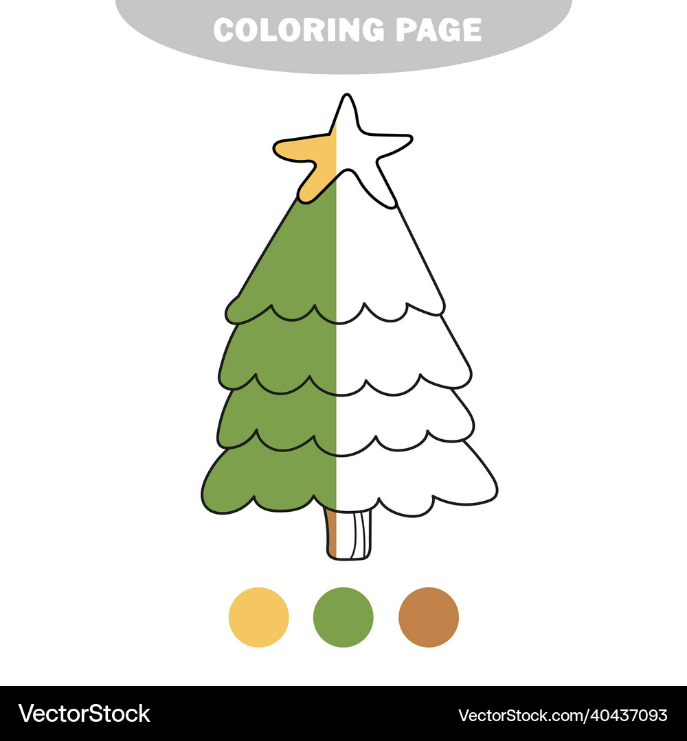 Simple coloring page new year tree to be colored Vector Image