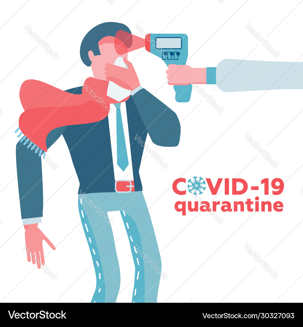 Temperature check doctor holding a non-contact Vector Image