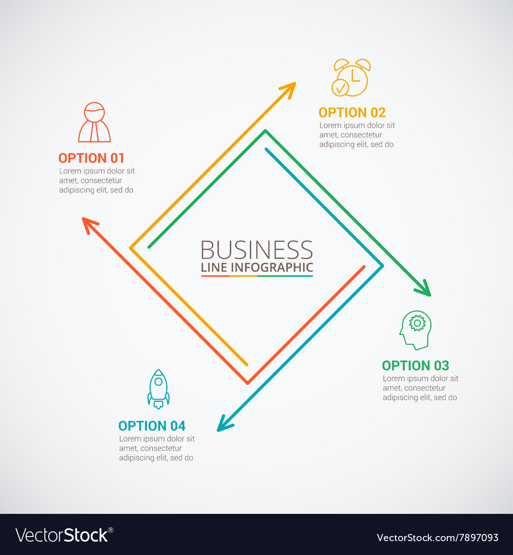 Thin line flat square for infographic Royalty Free Vector