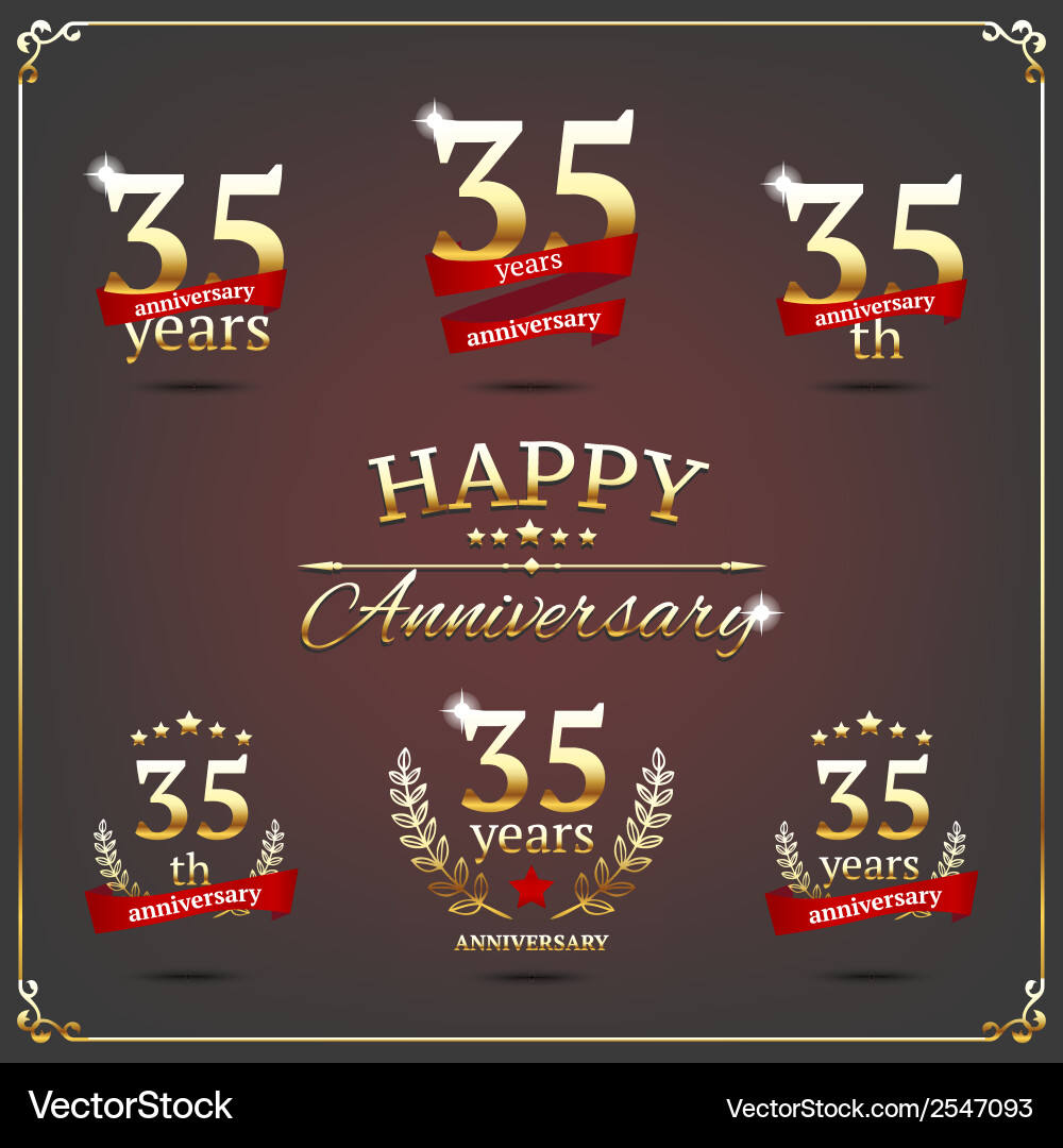Thirty five years anniversary signs collection Vector Image
