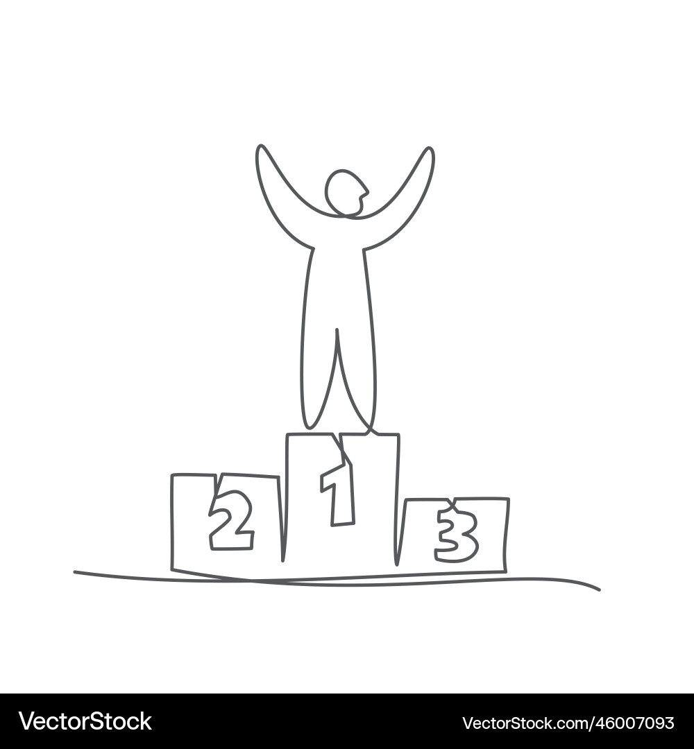Winner one line drawing success concept on white Vector Image