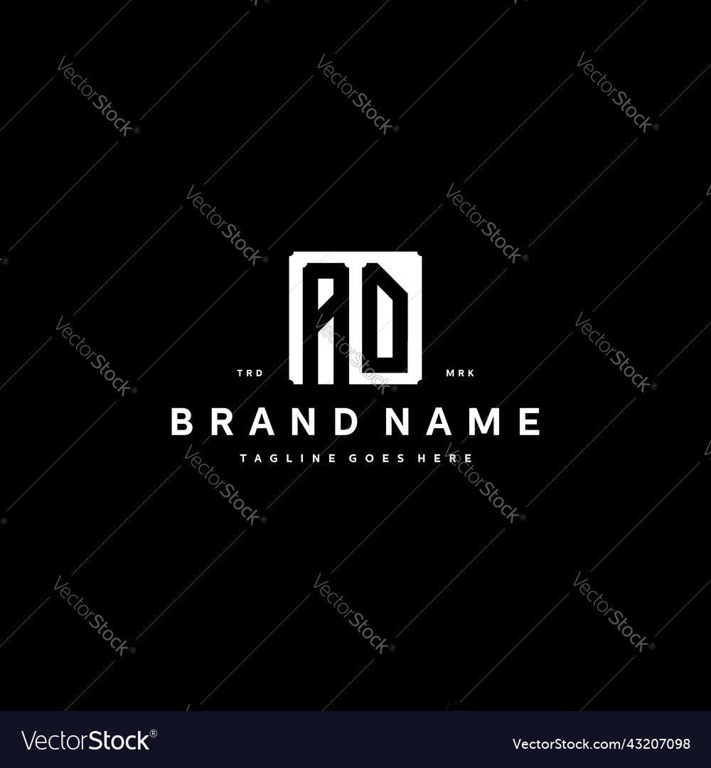 Ad monogram logo design with square rectangular Vector Image