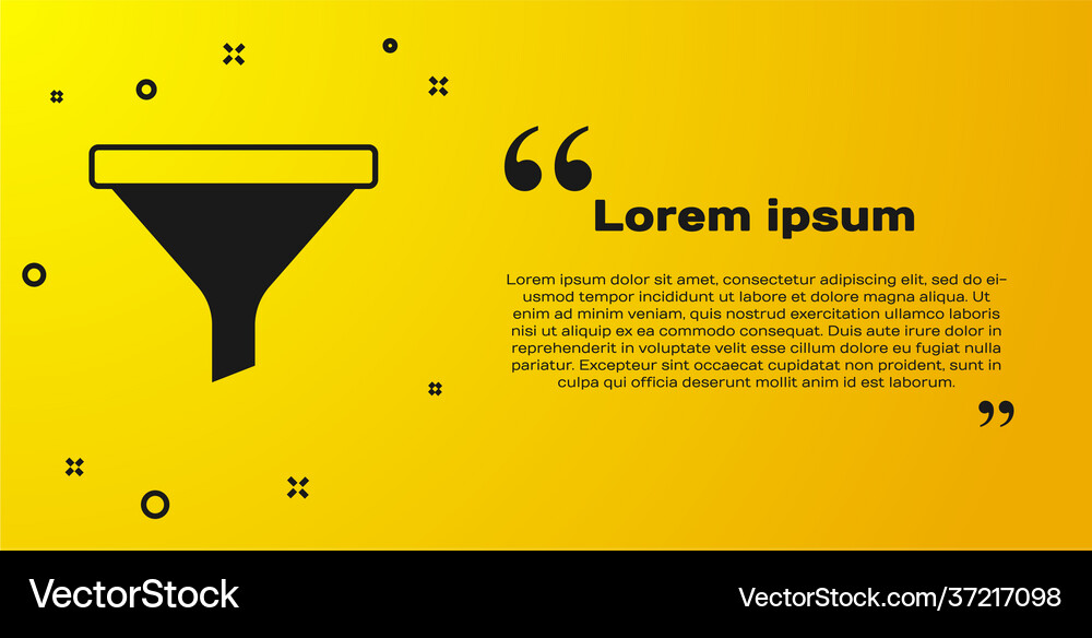 Black funnel or filter icon isolated on yellow Vector Image