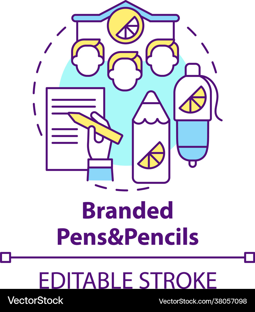 Branded pens and pencils concept icon Royalty Free Vector