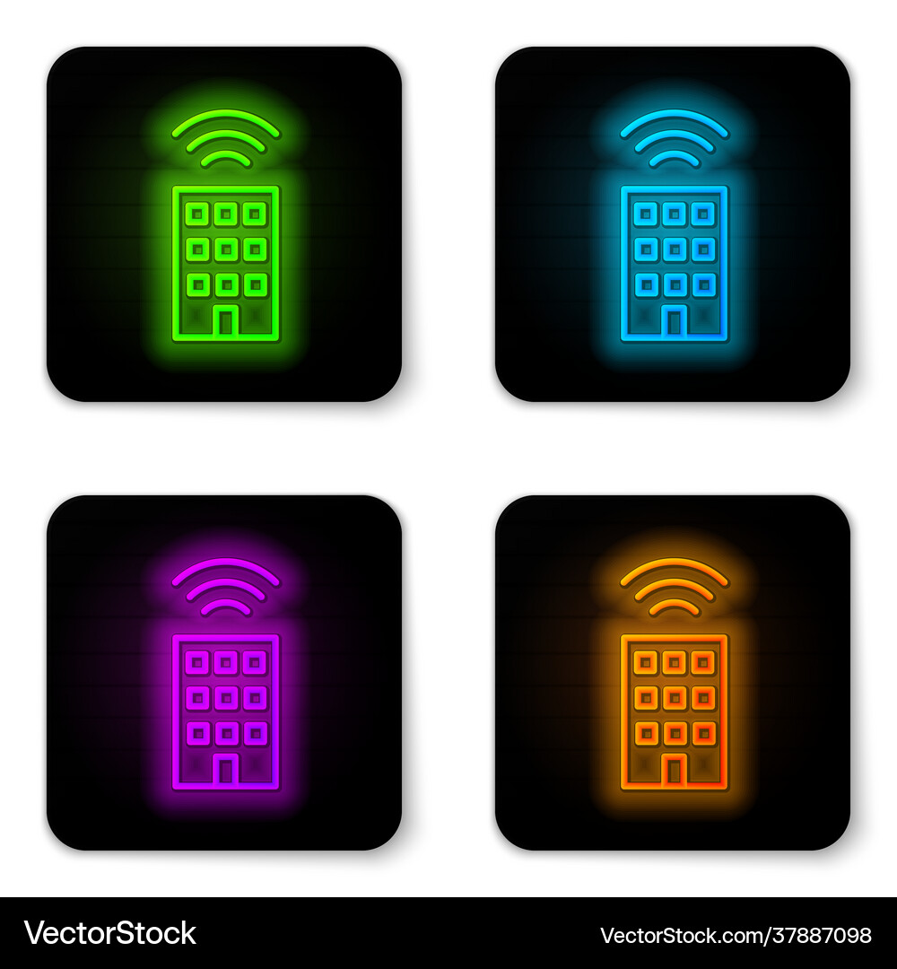 Glowing neon line smart home with wireless icon Vector Image