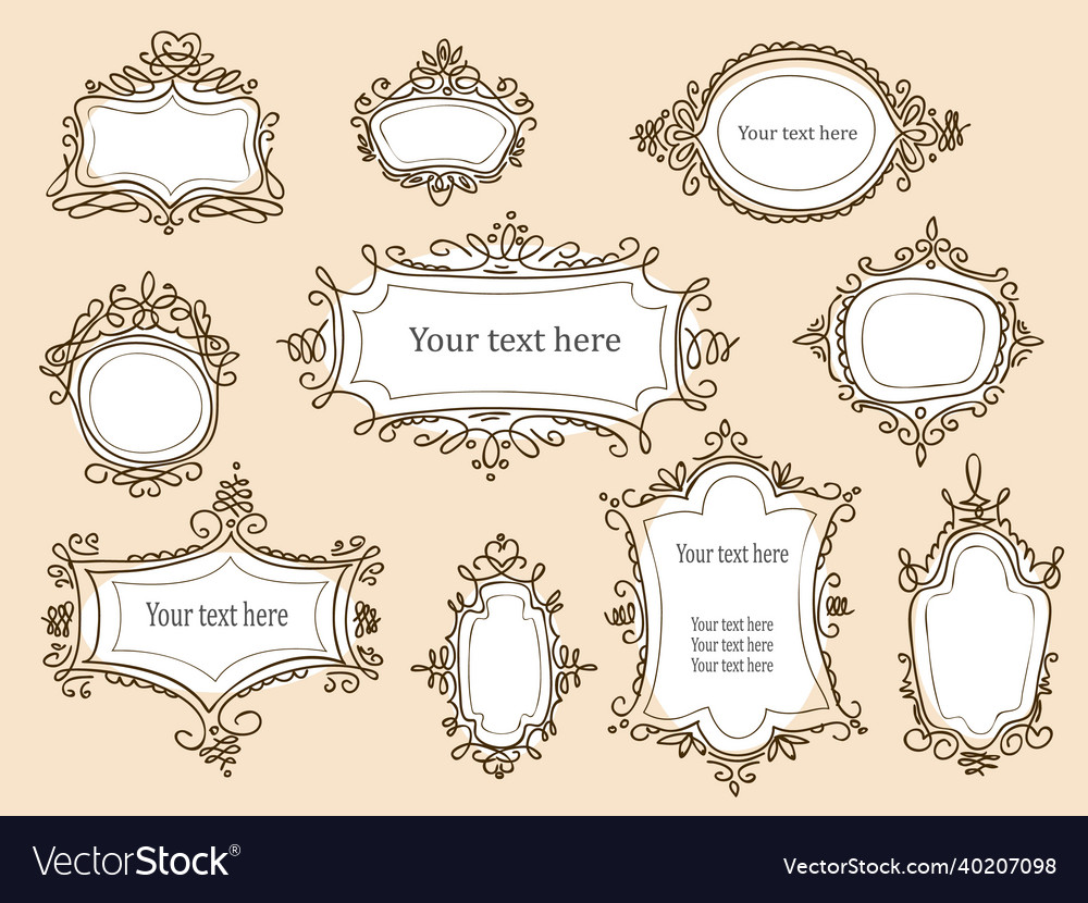 Hand drawn frames Royalty Free Vector Image - VectorStock