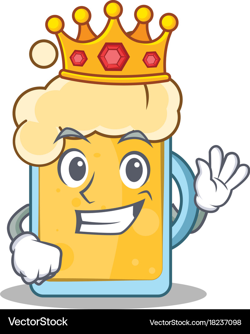 King beer character cartoon style Royalty Free Vector Image