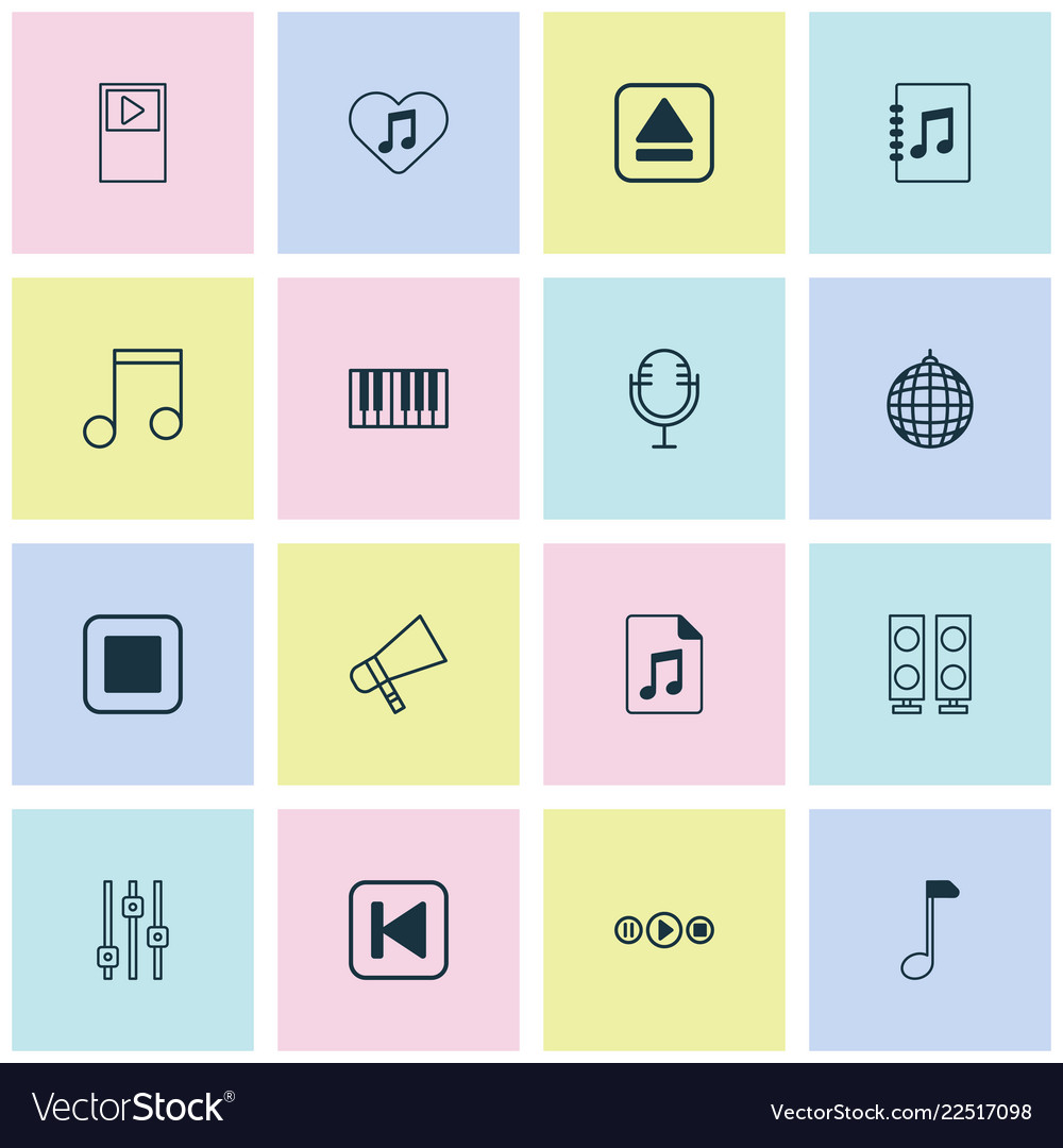 Multimedia icons set with audio file audio Vector Image