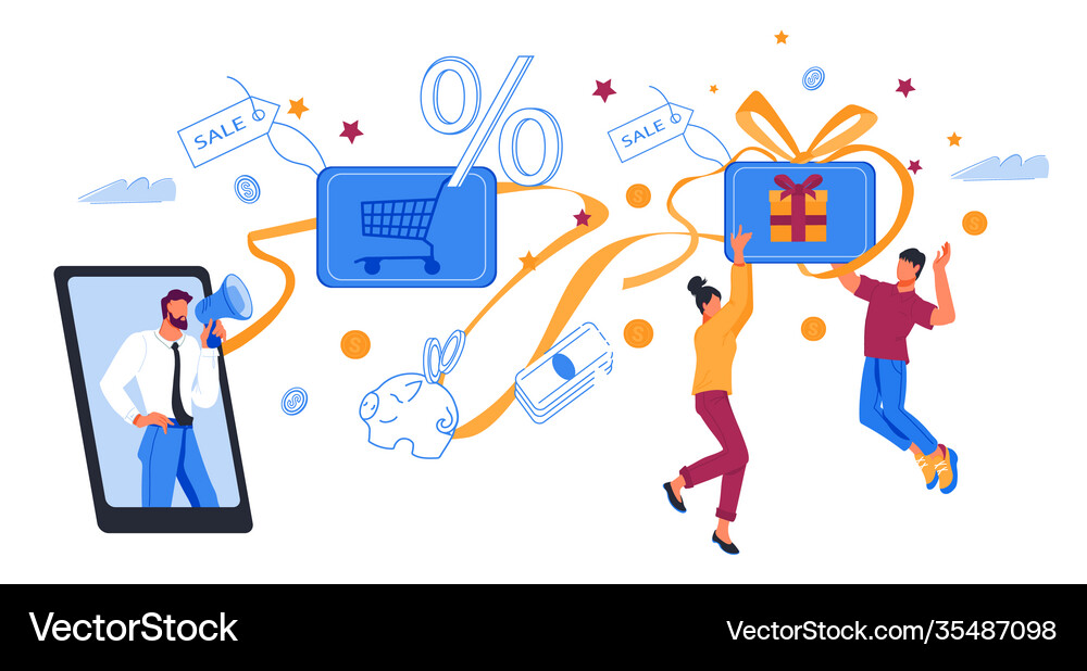 Online store sales promotion concept flat Vector Image
