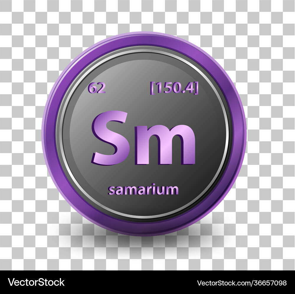 Samarium chemical element chemical symbol Vector Image