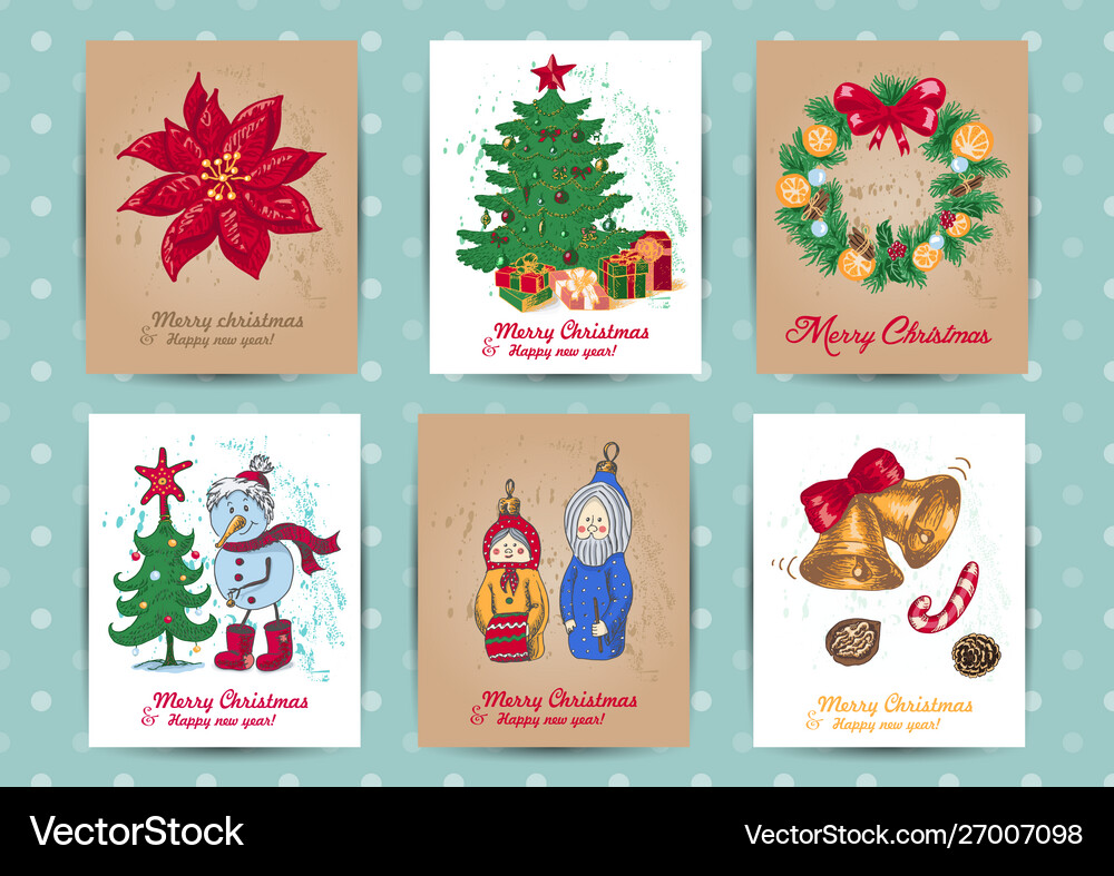 Set christmas card Royalty Free Vector Image - VectorStock
