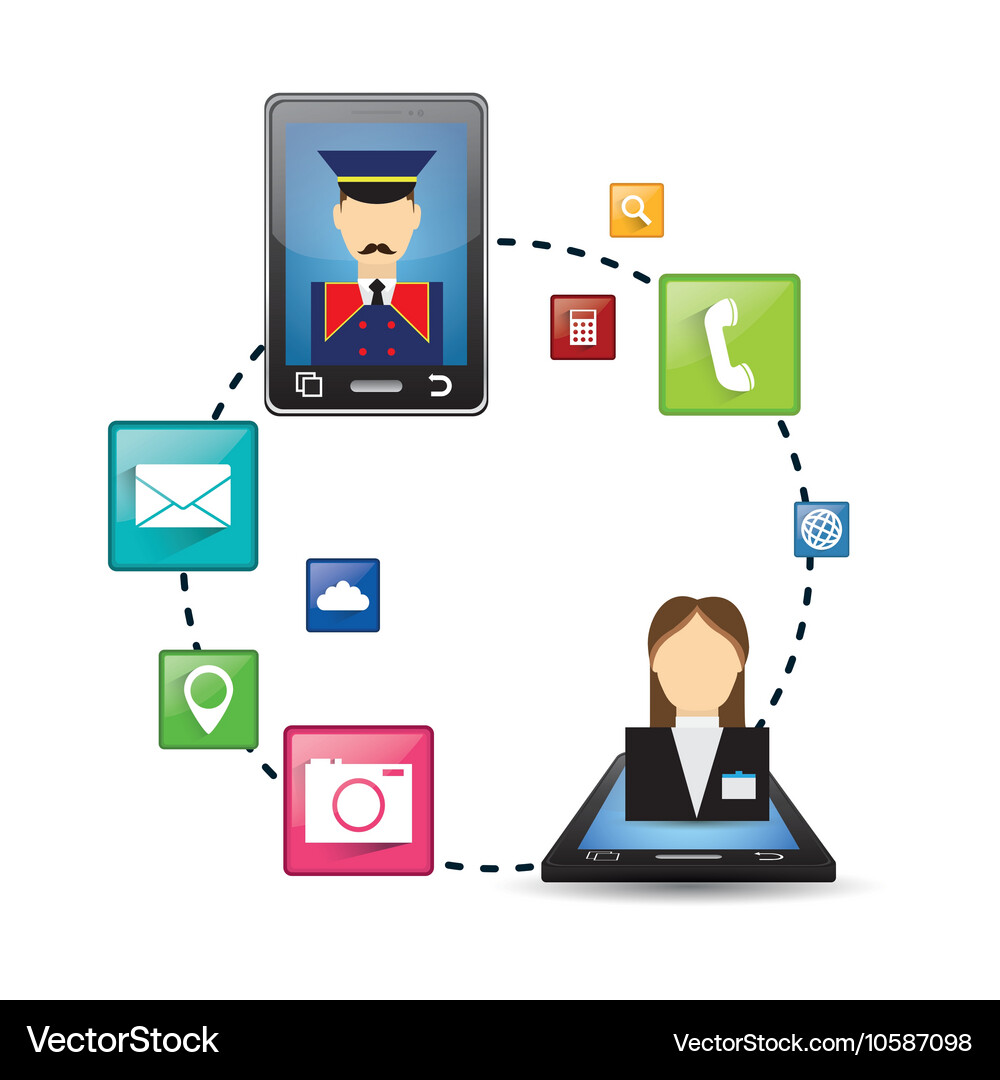 Smartphone and hotel digital apps design Vector Image