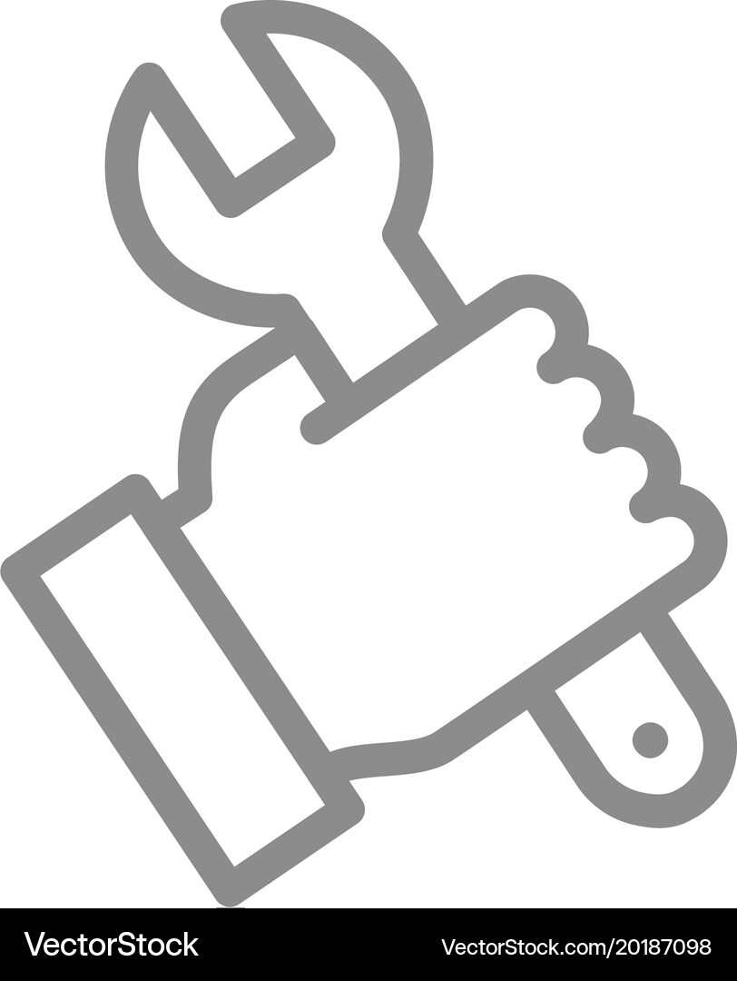 Wrench Symbol in Hand Icon Royalty Free Vector Image